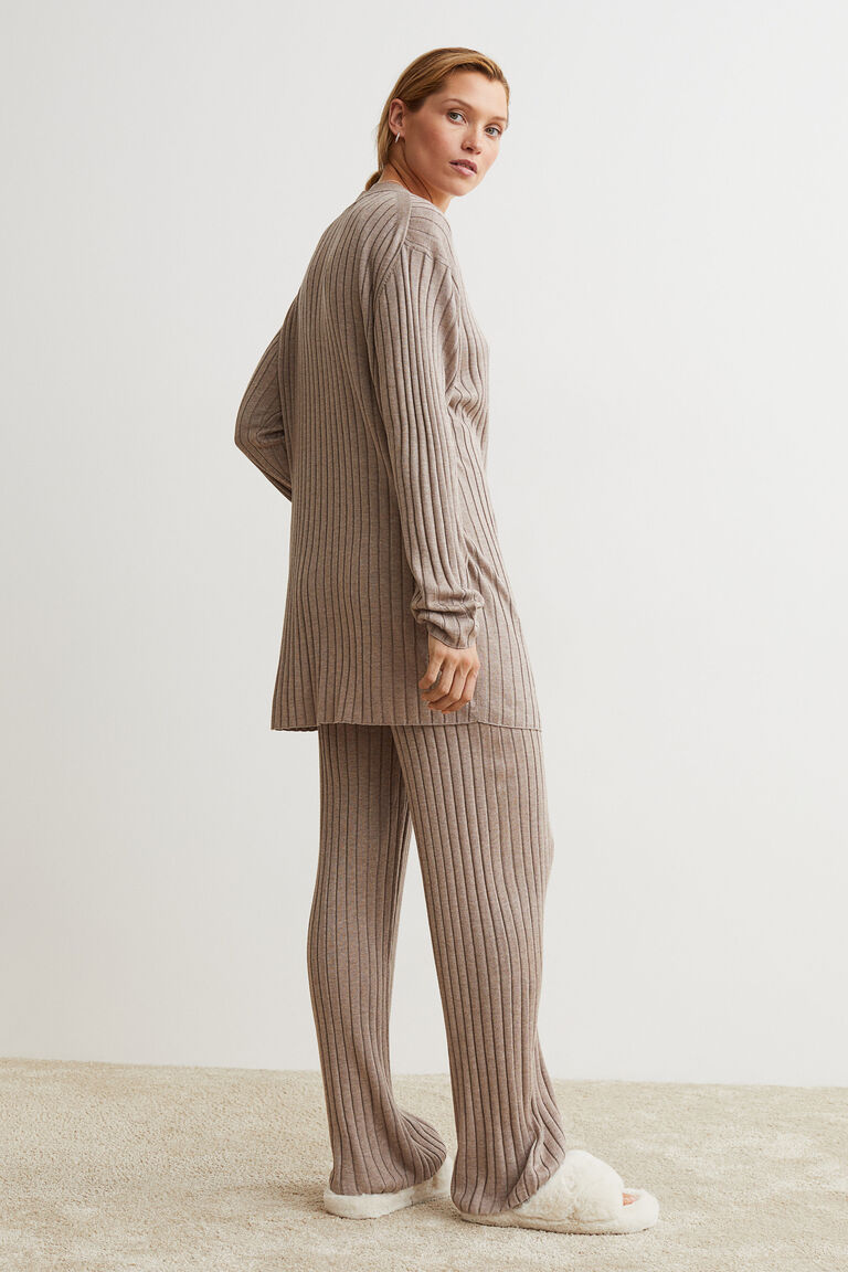 Rib-knit trousers
