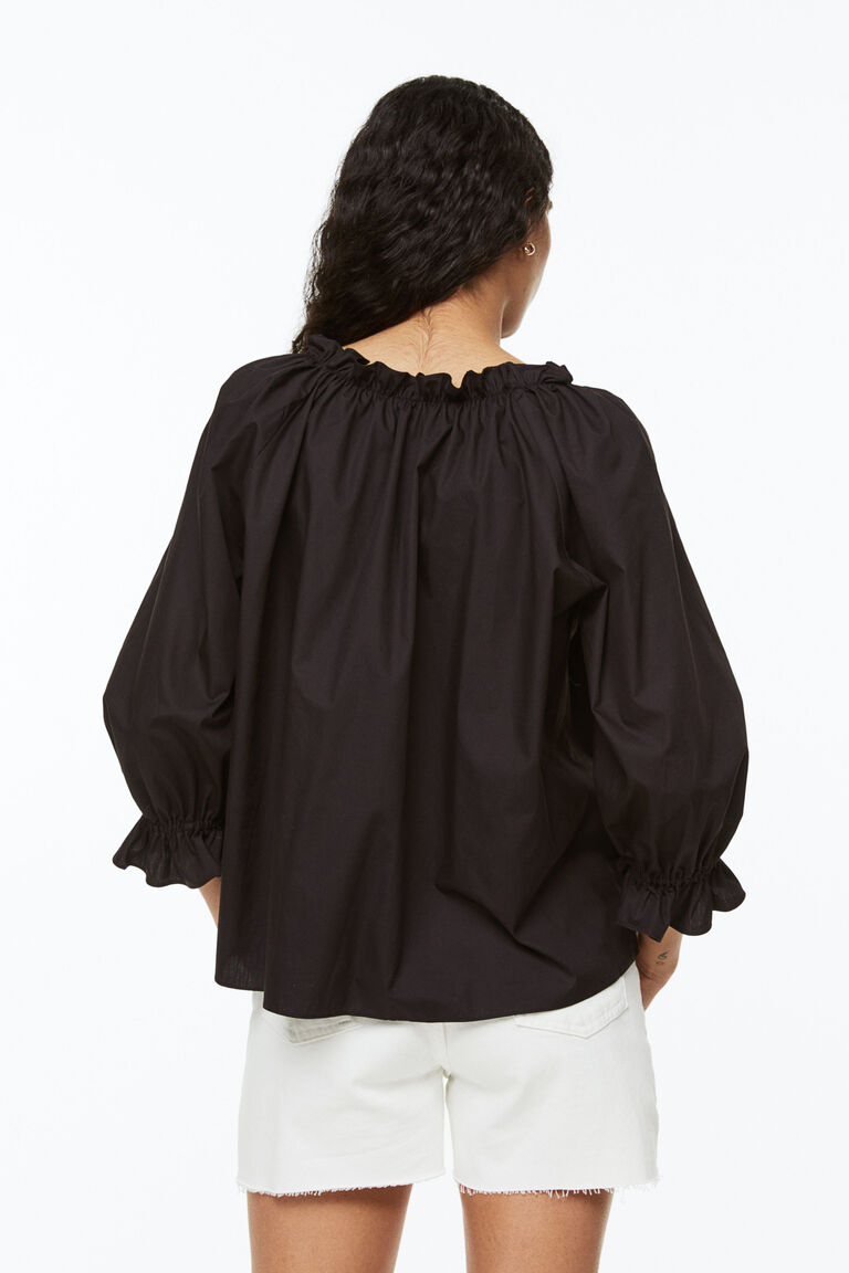 Frill-trimmed cotton blouse