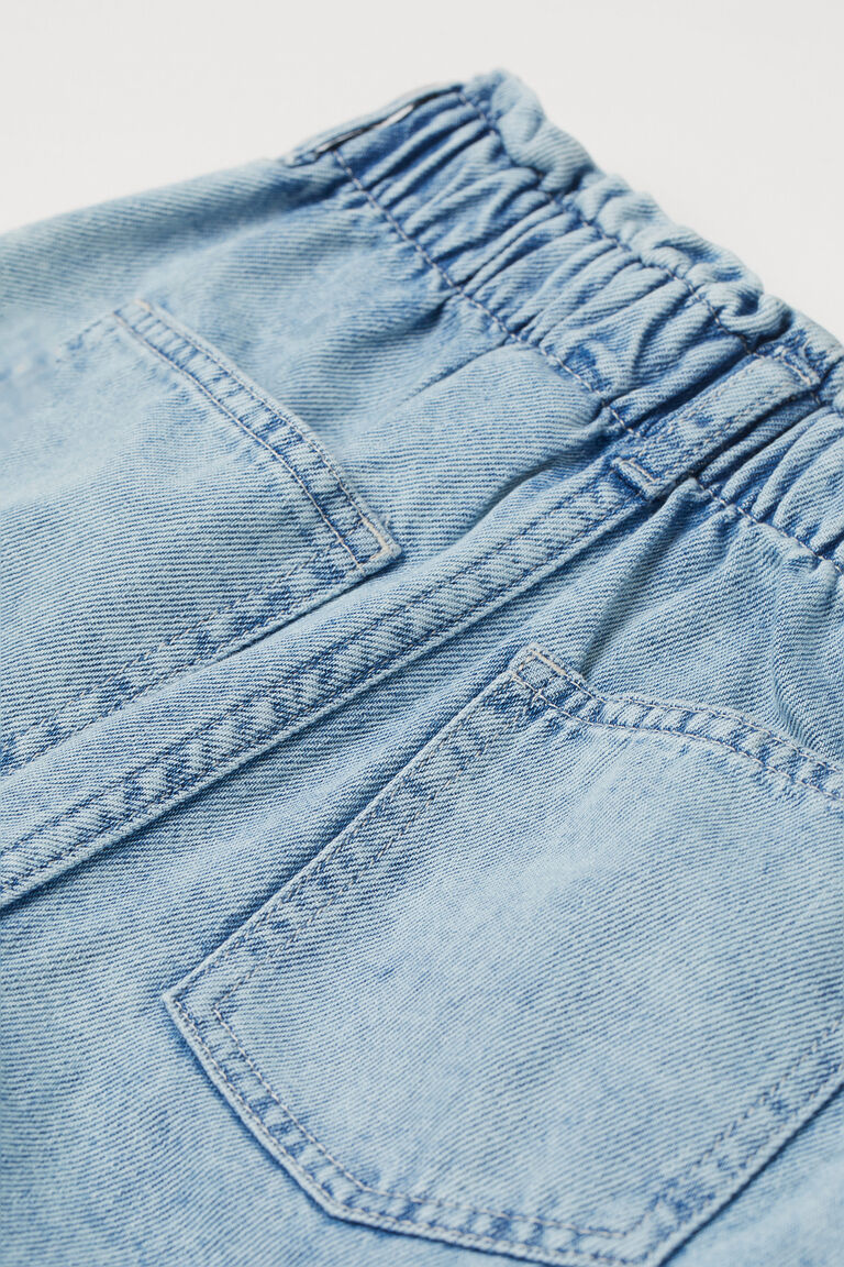 Denim paper bag shorts