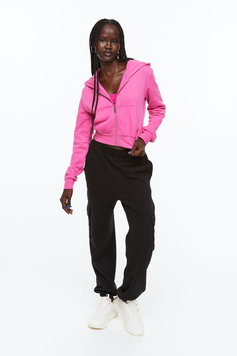 Cropped zip-through hoodie