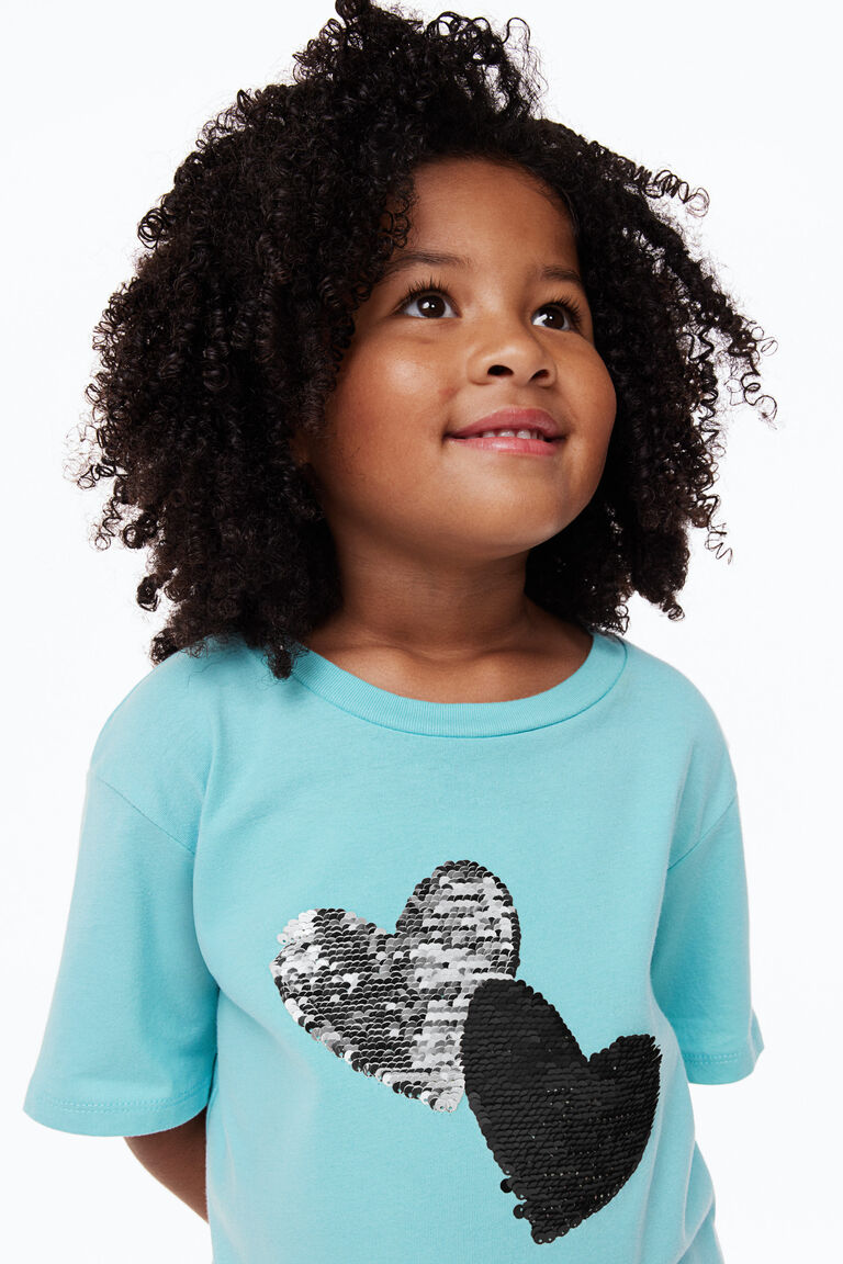 Reversible sequin-motif T-shirt