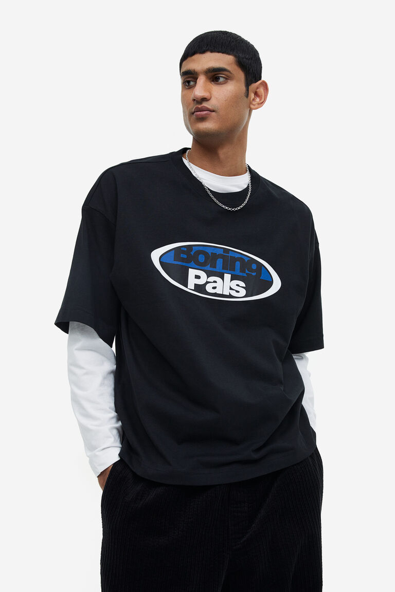 เสื้อยืดพิมพ์ลายทรงโอเวอร์ไซส์