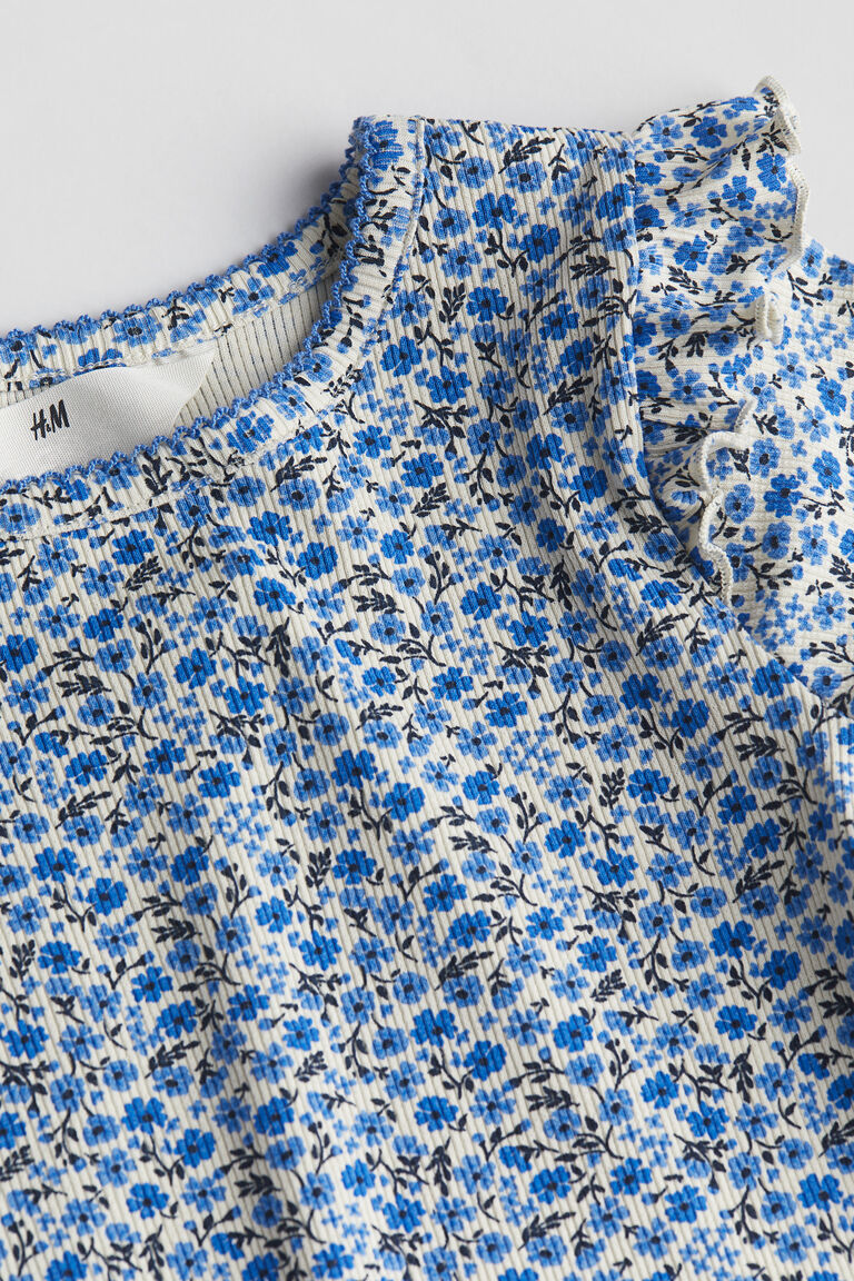 Frill-trimmed ribbed T-shirt