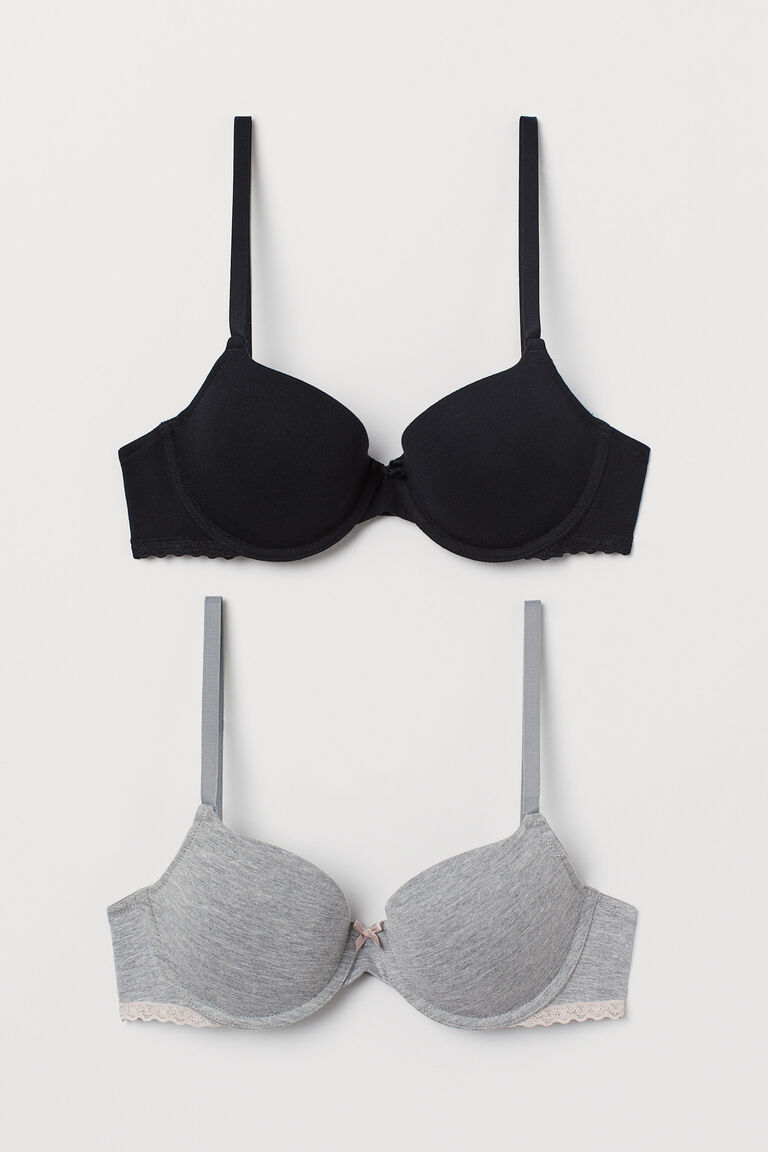 2-pack padded cotton bras