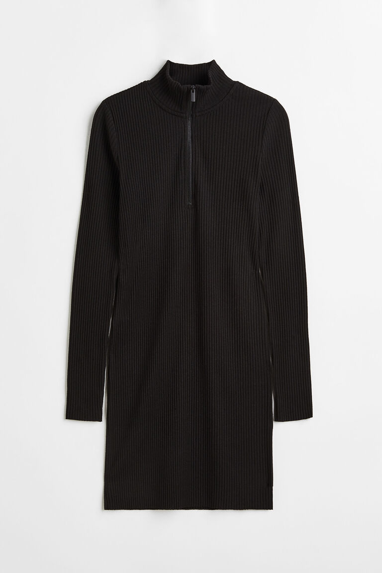 Rib-knit bodycon dress