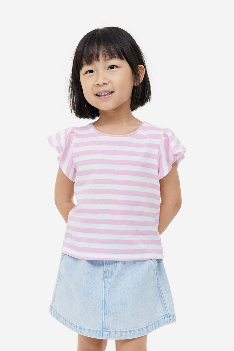 Flutter-sleeved jersey top