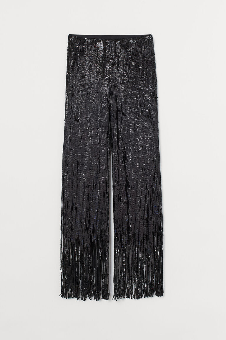 Sequined mesh trousers