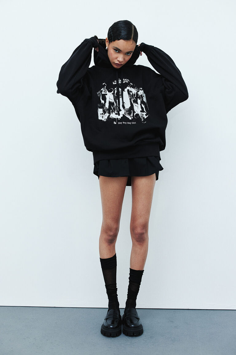 Oversized print-motif hoodie