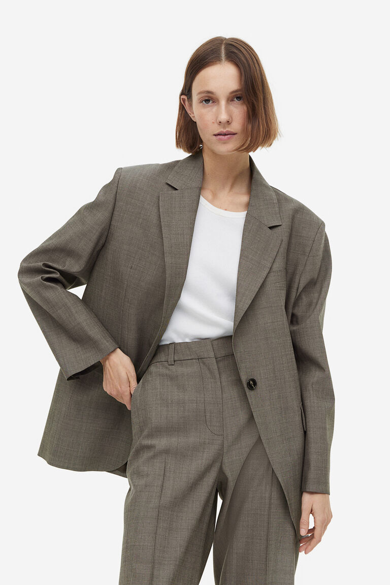 One-button wool jacket