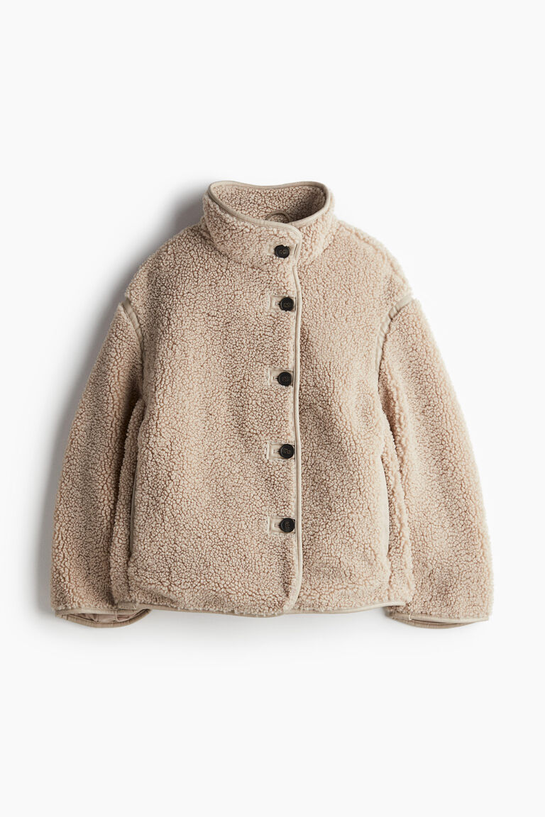 Loose-fit teddy jacket