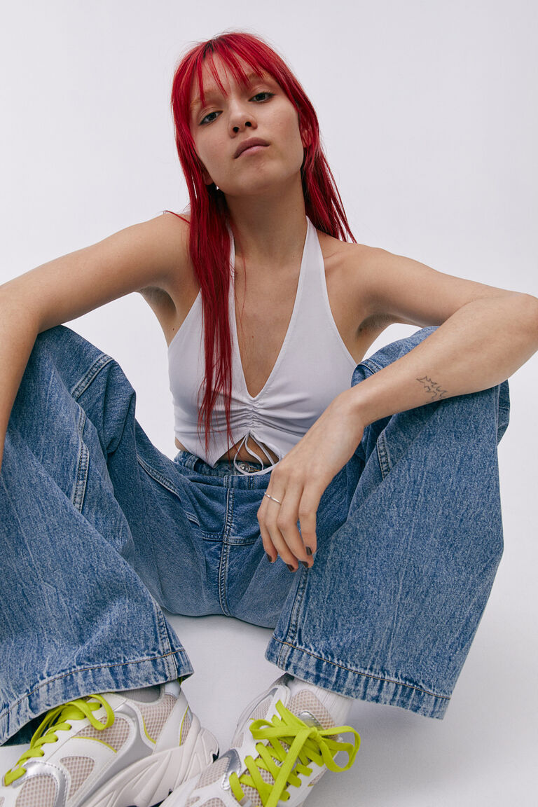 Halterneck drawstring top