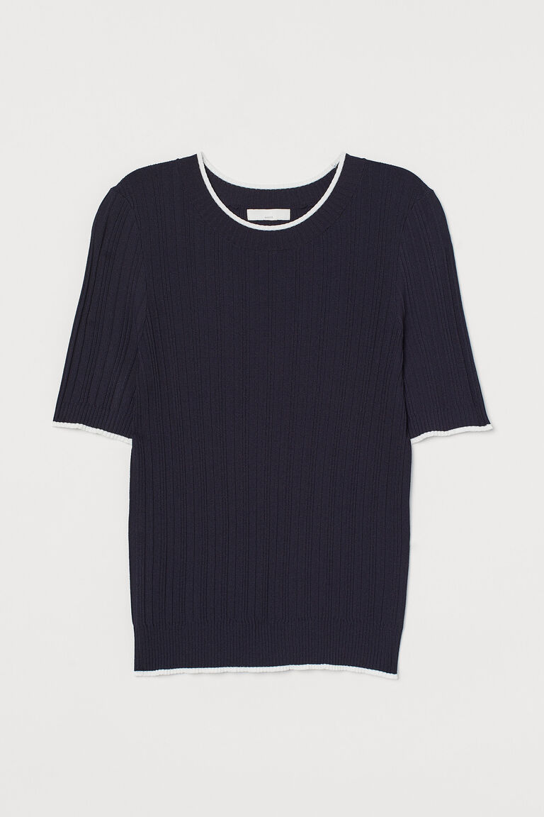 Ribbed viscose-blend top