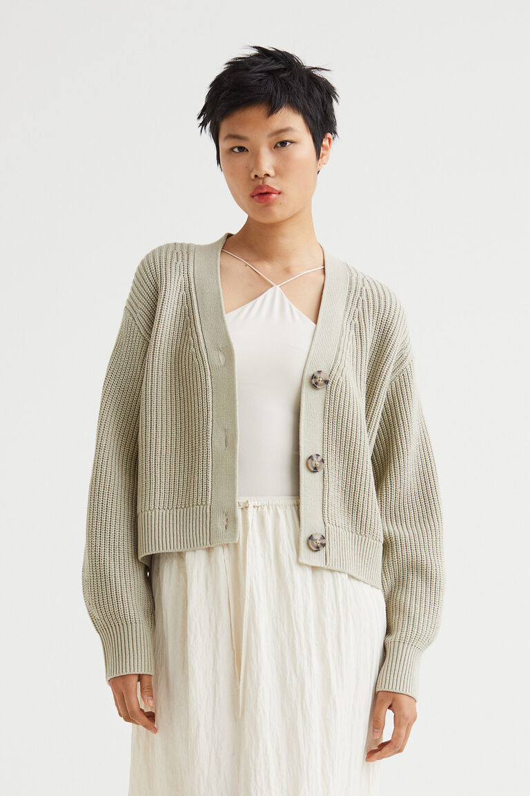 Rib-knit cardigan