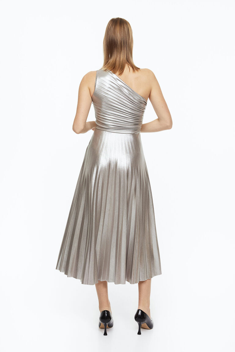 Shimmering metallic pleated dress