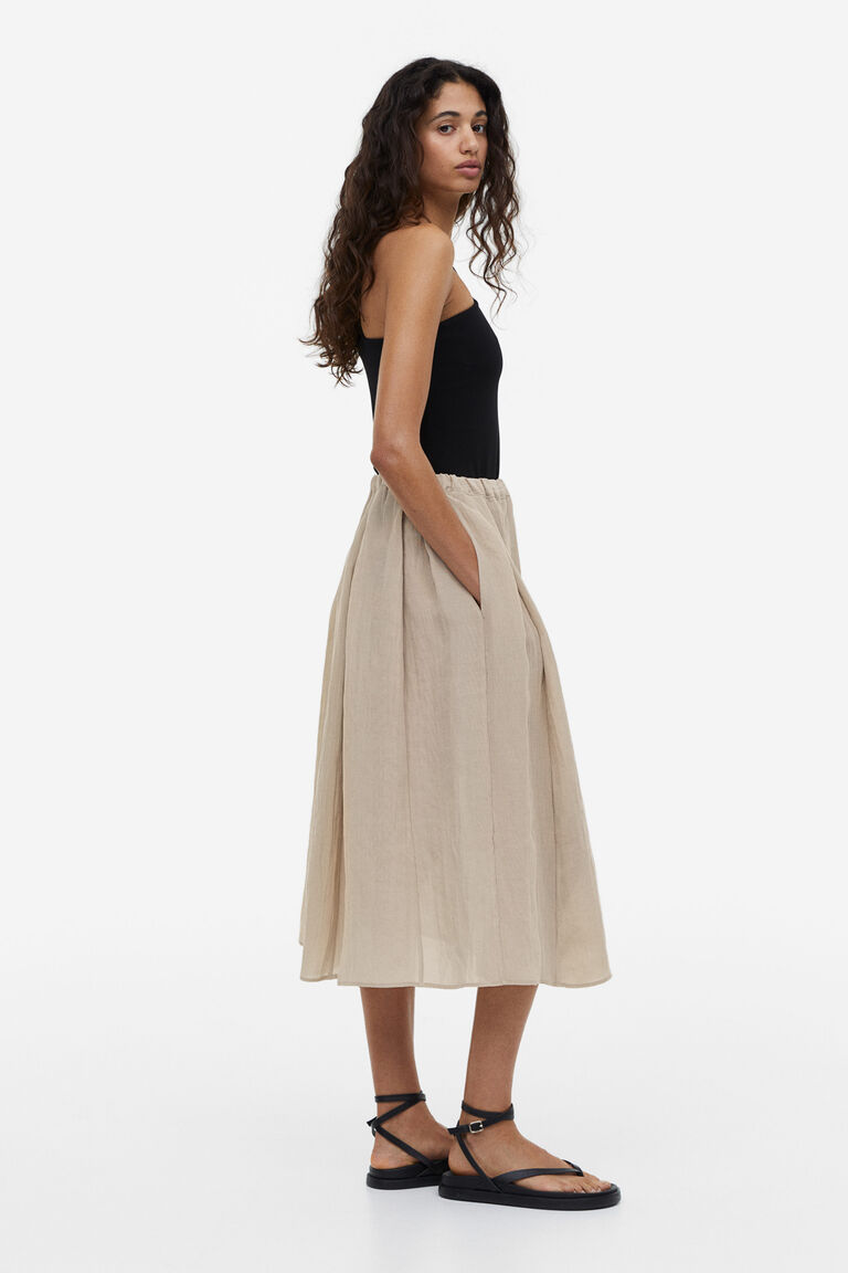 Wide twill skirt