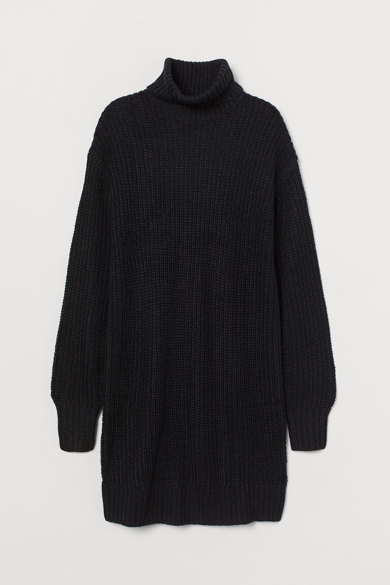Knitted polo-neck dress