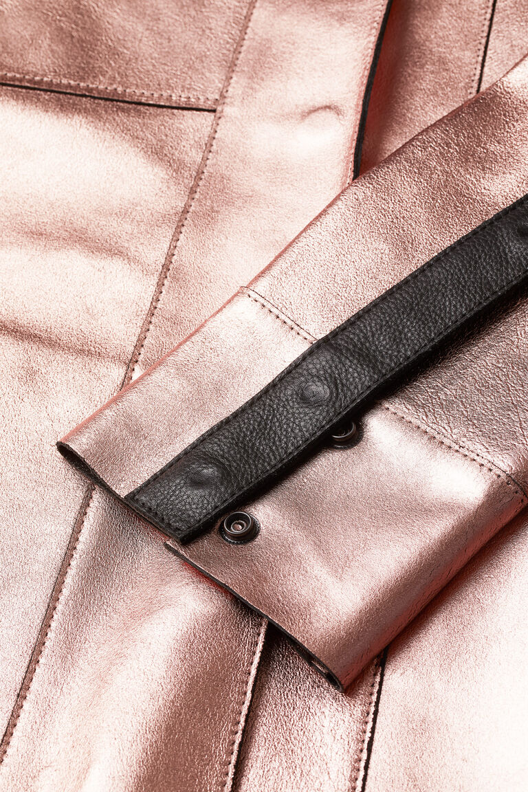 Metallic-coated leather jacket