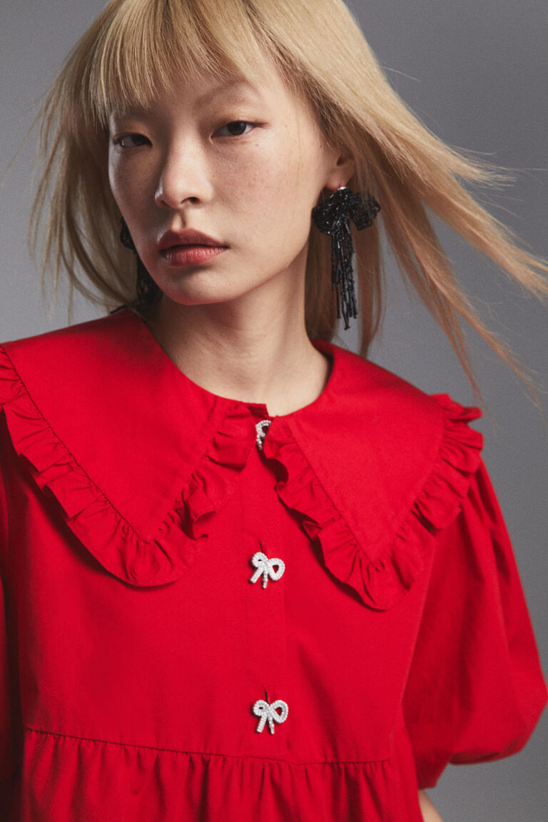 Peter Pan-collared poplin dress