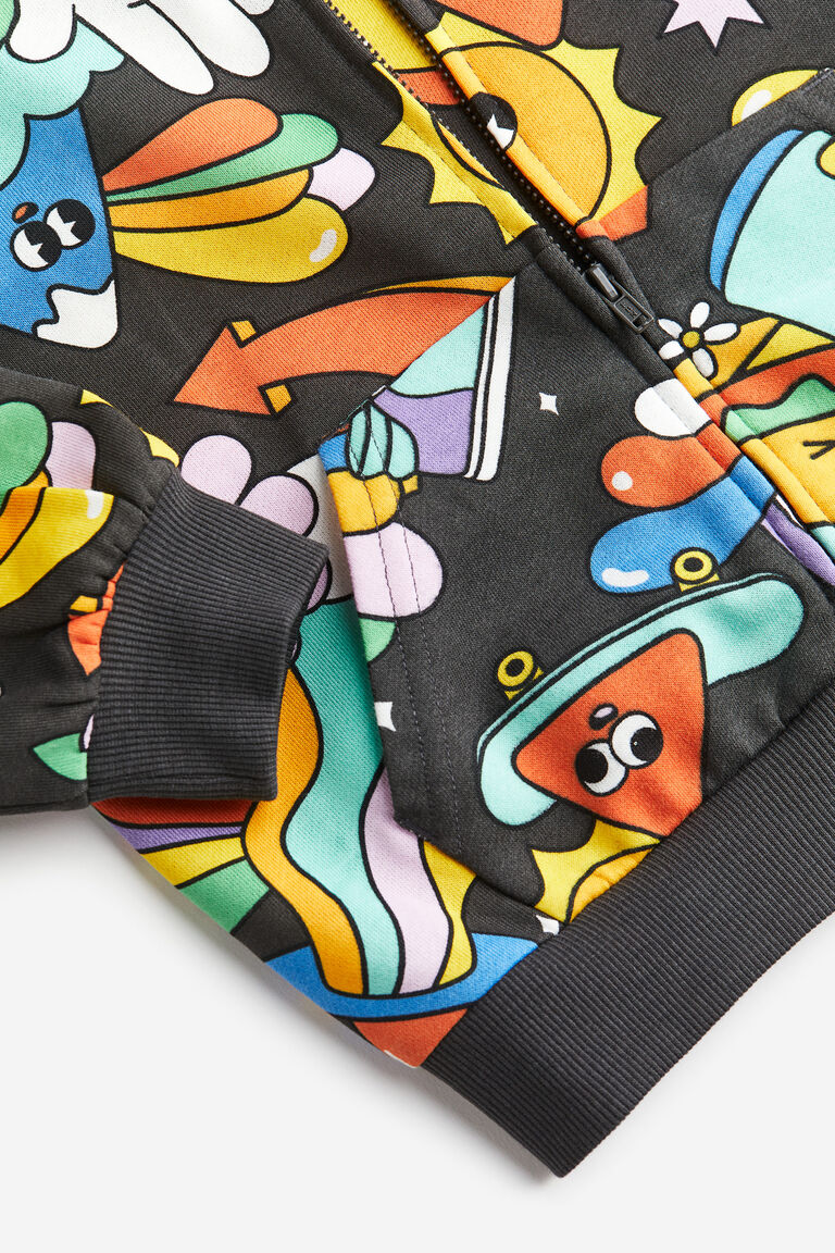 Patterned zip-through hoodie