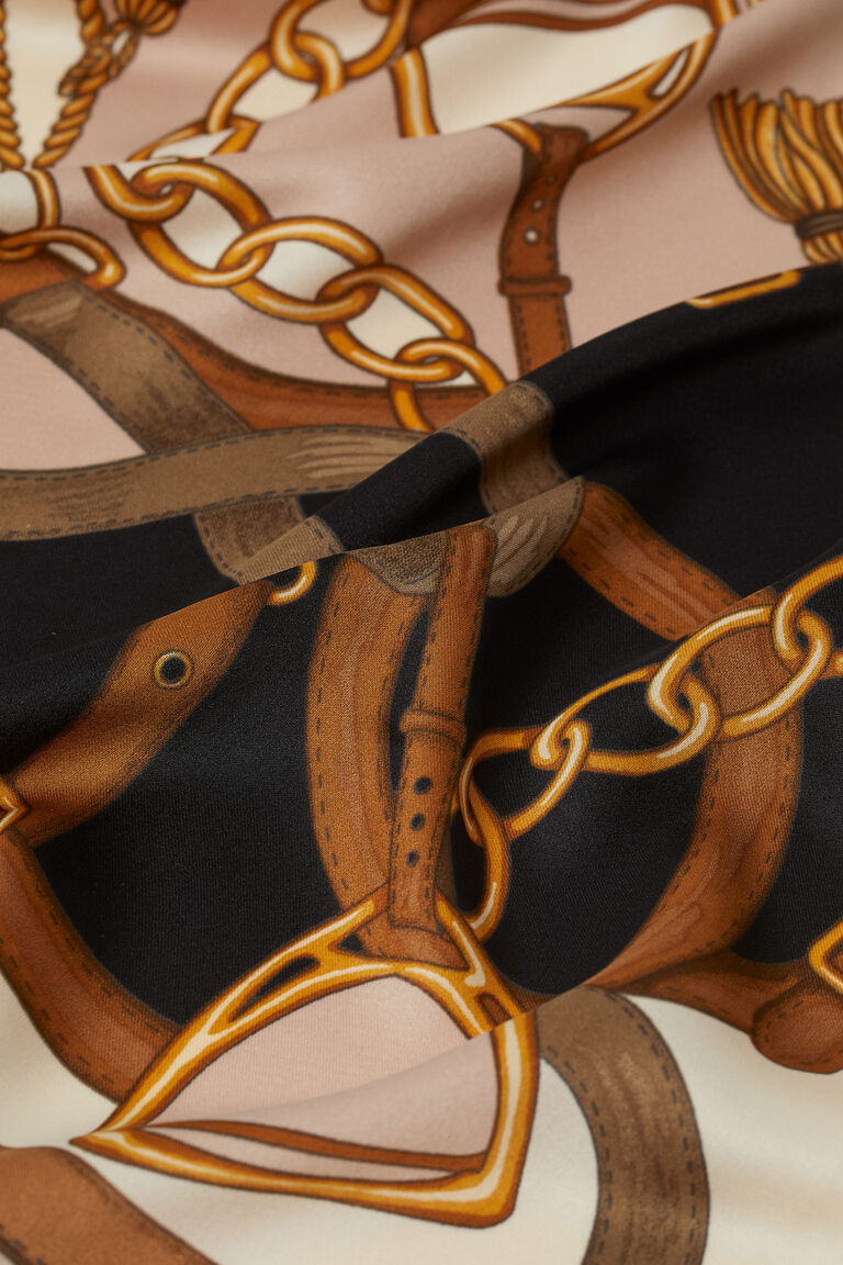 Patterned satin scarf