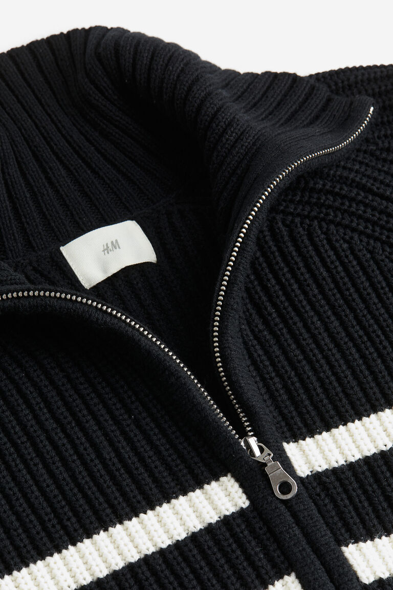 Rib-knit half-zip jumper