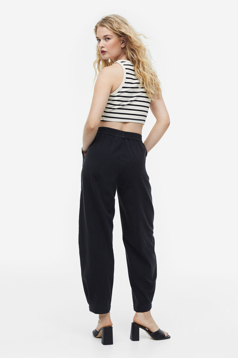High-waisted woven joggers