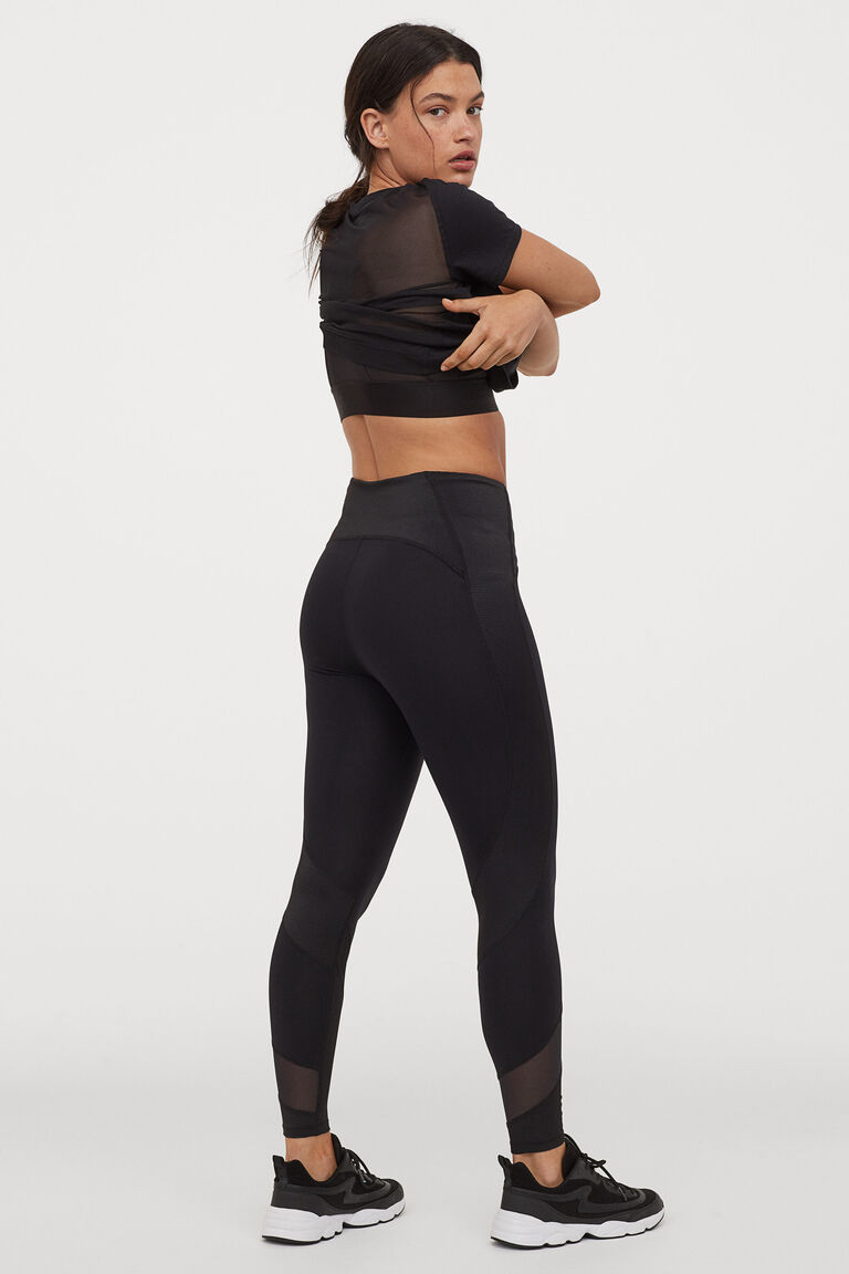 Mesh-inset tights High waist