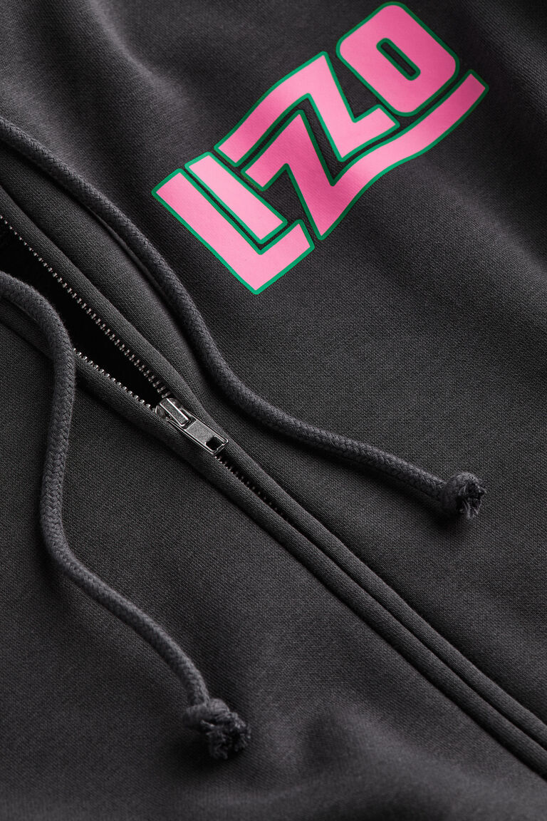 Printed zip-through hoodie