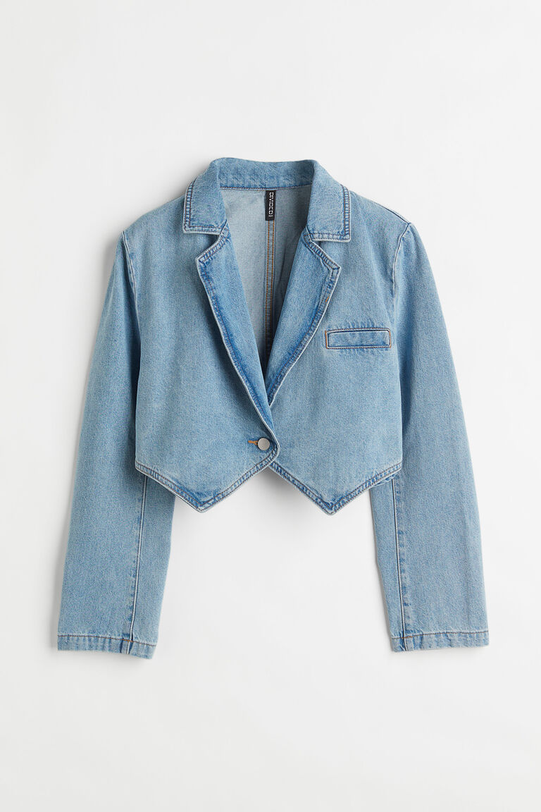 Cropped denim blazer