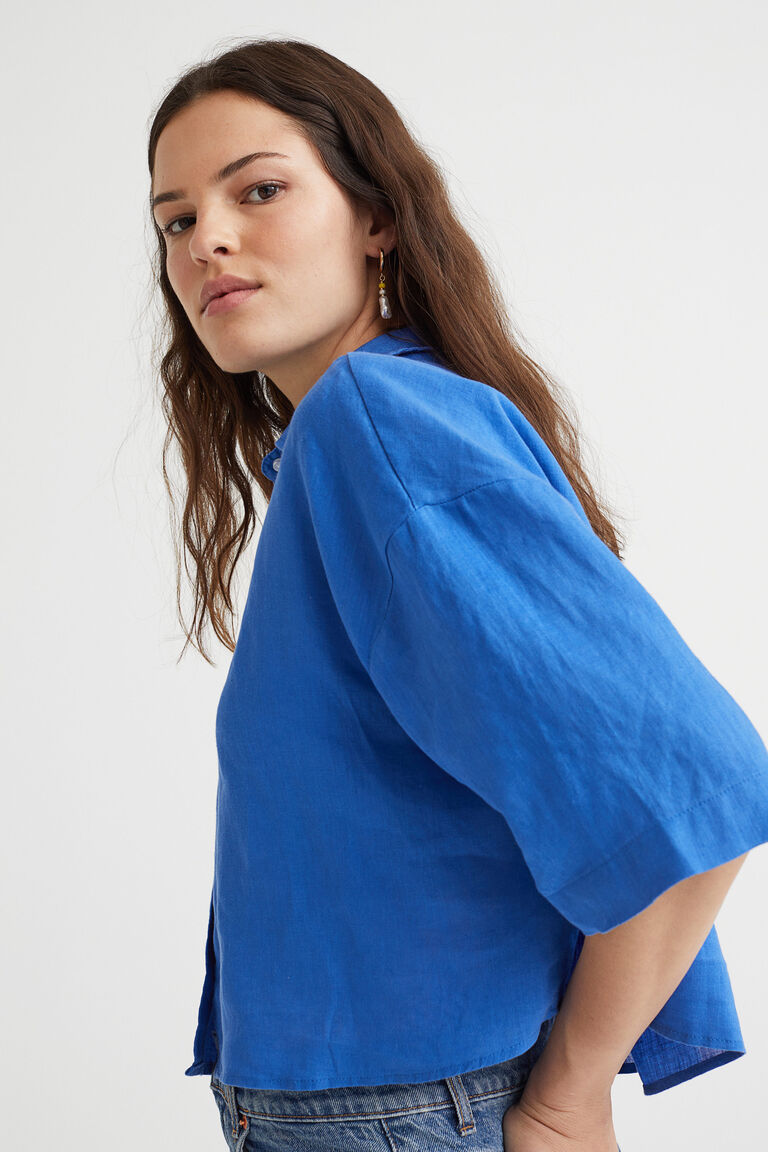 Cropped linen shirt