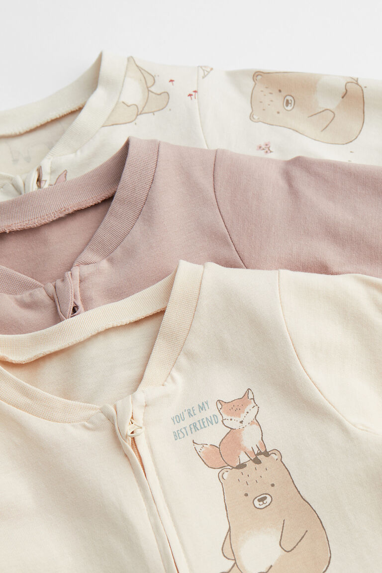 3-pack zip-up pyjamas