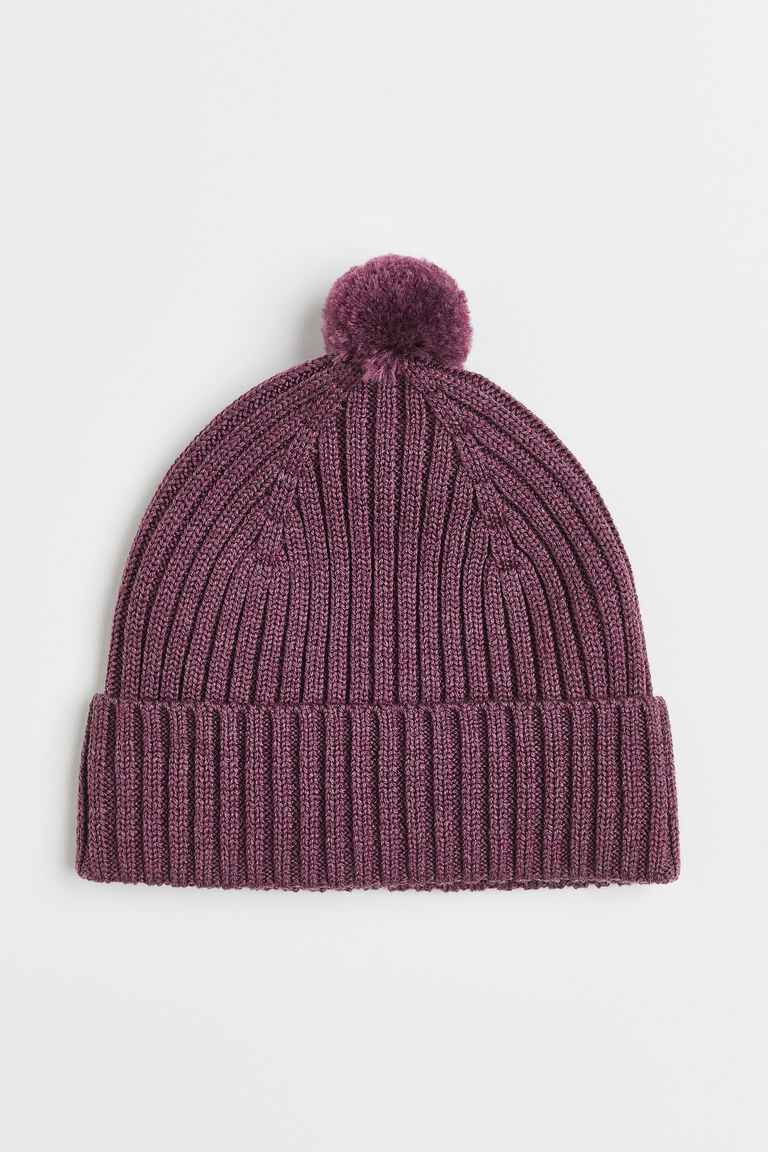 Rib-knit wool hat
