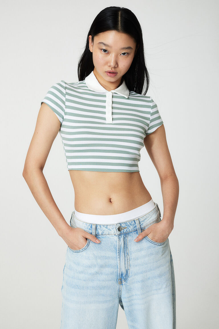 Cropped polo shirt