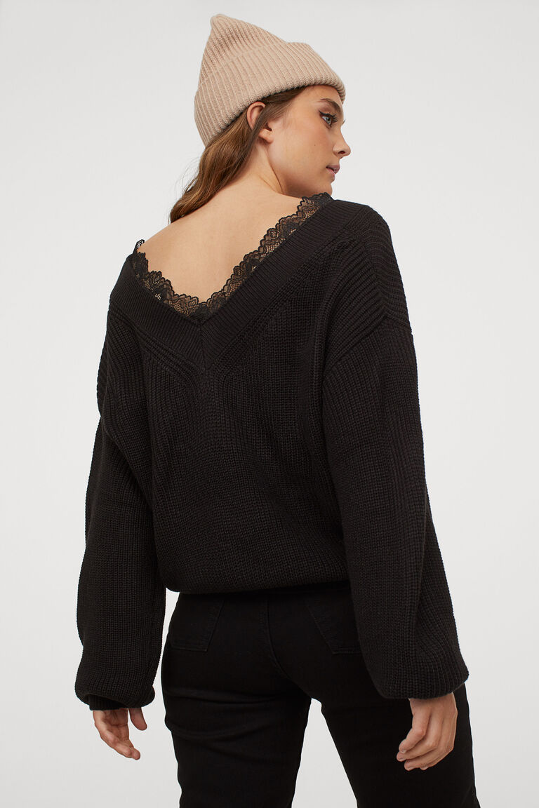 Lace-trimmed jumper