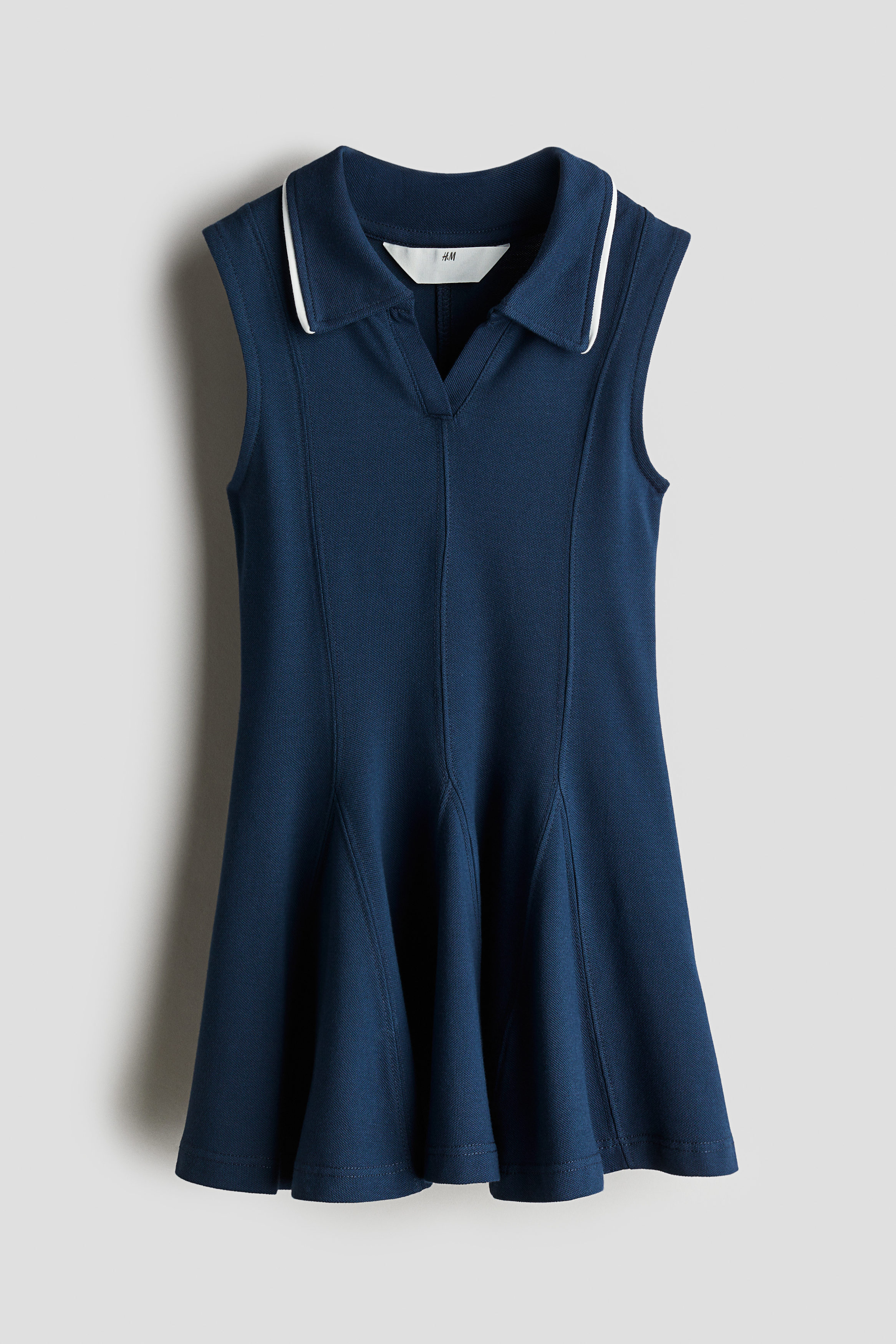 Godet-pleated piqué polo dress