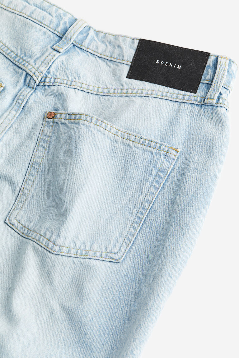 Slit-hem denim skirt