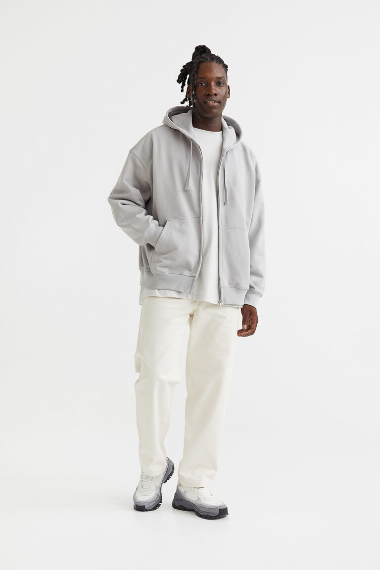 Oversized Fit Cotton zip-through hoodie