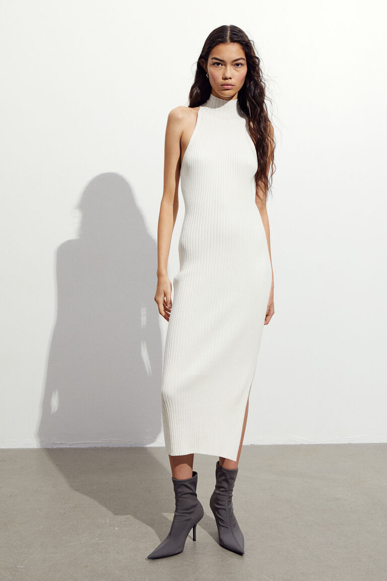 Rib-knit turtleneck dress
