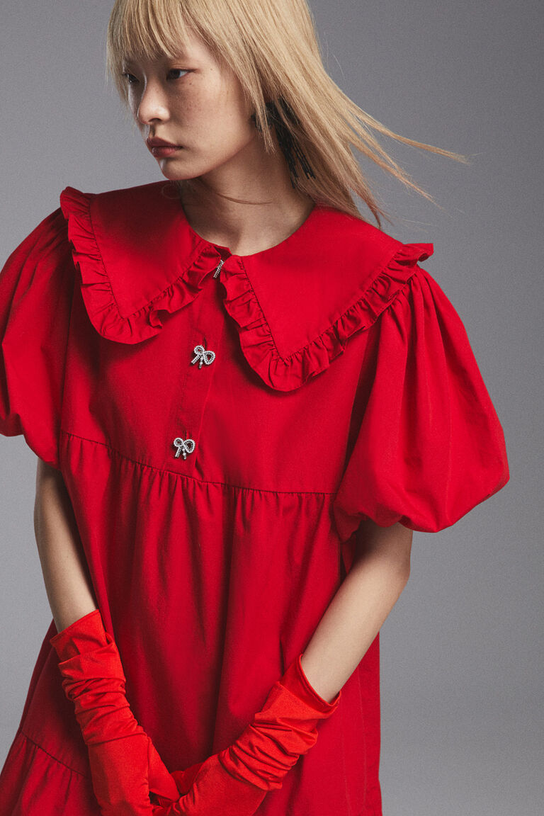 Peter Pan-collared poplin dress
