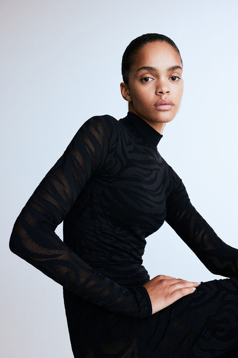 Patterned mesh dress