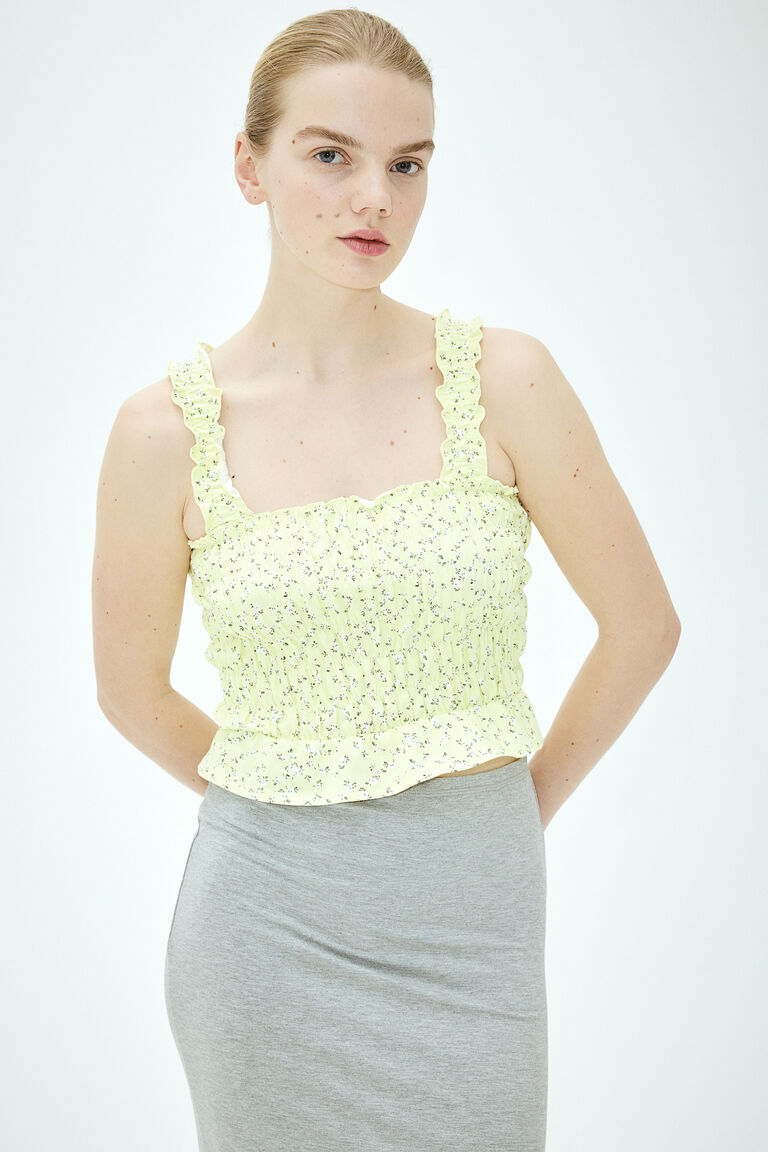 Cropped smocked top