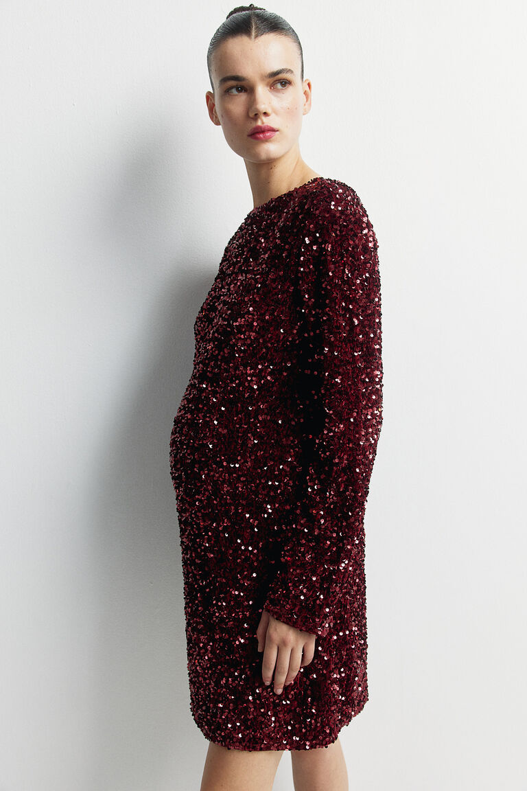 MAMA Sequined deep-back dress