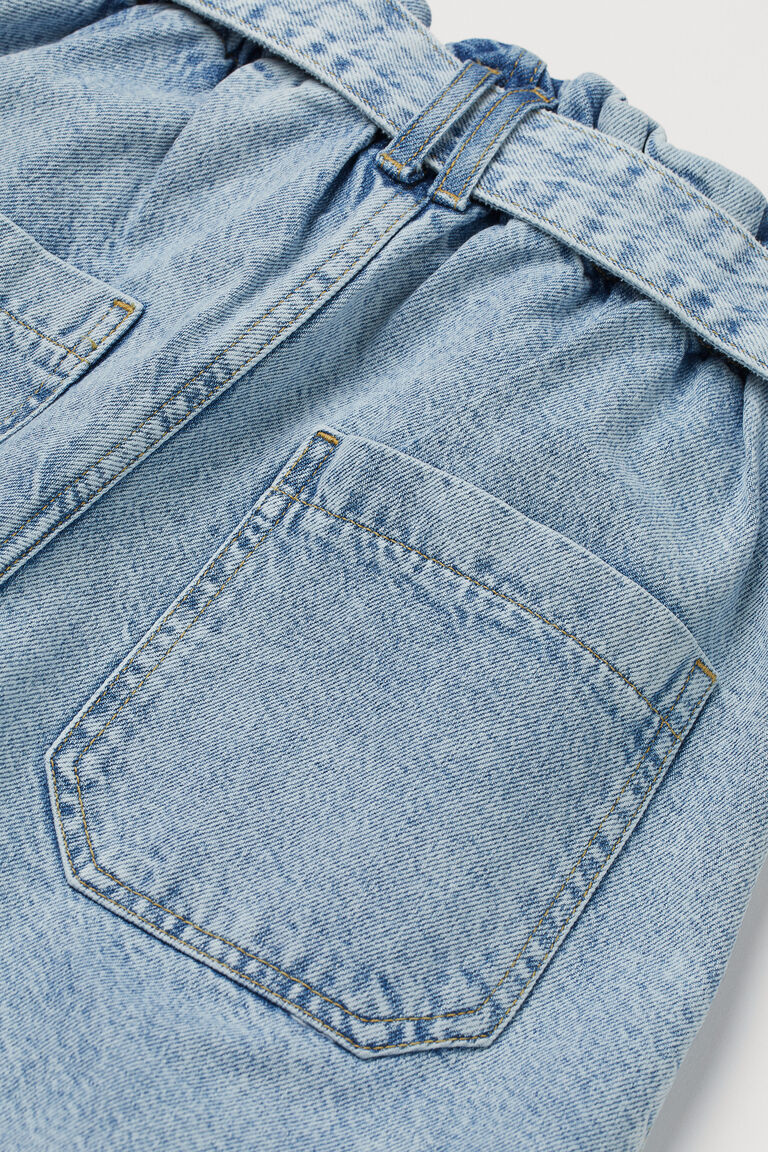 Denim paper bag shorts