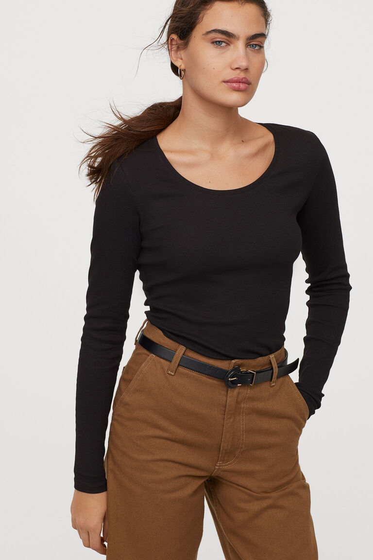 Long-sleeved jersey top