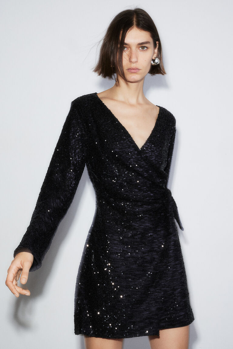 Sequined wrap dress