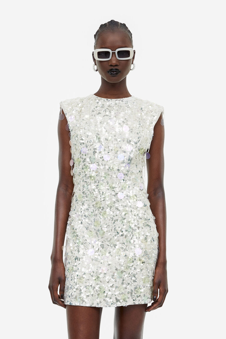 Sequined linen-blend mini dress