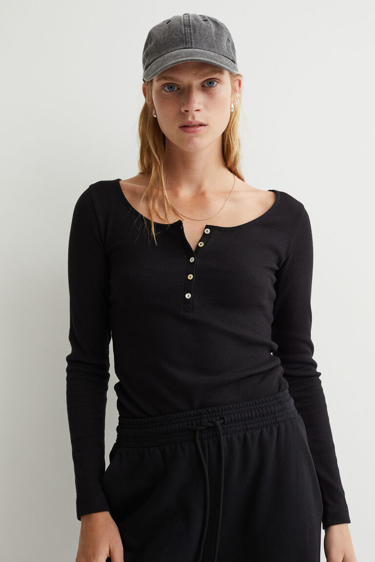 Ribbed Henley top