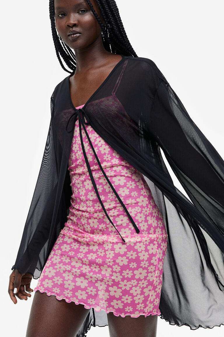 Tie-detail mesh tunic