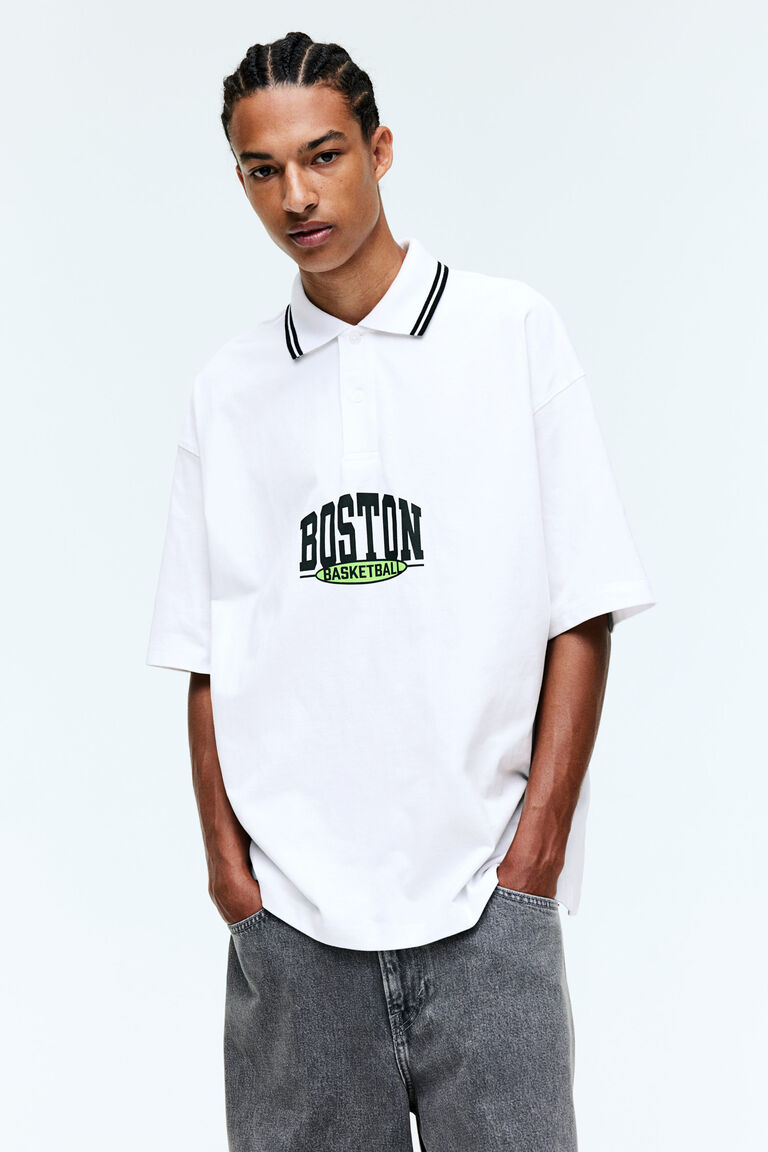 Oversized Fit Motif-detail polo shirt