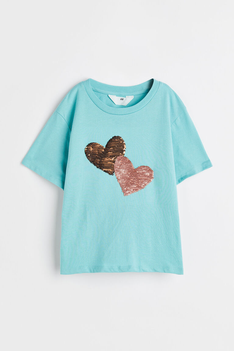 Reversible sequin-motif T-shirt